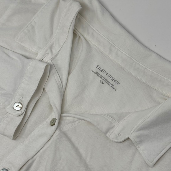 Eileen Fisher | Tops | Eileen Fisher White Organic Cotton Button Front ...